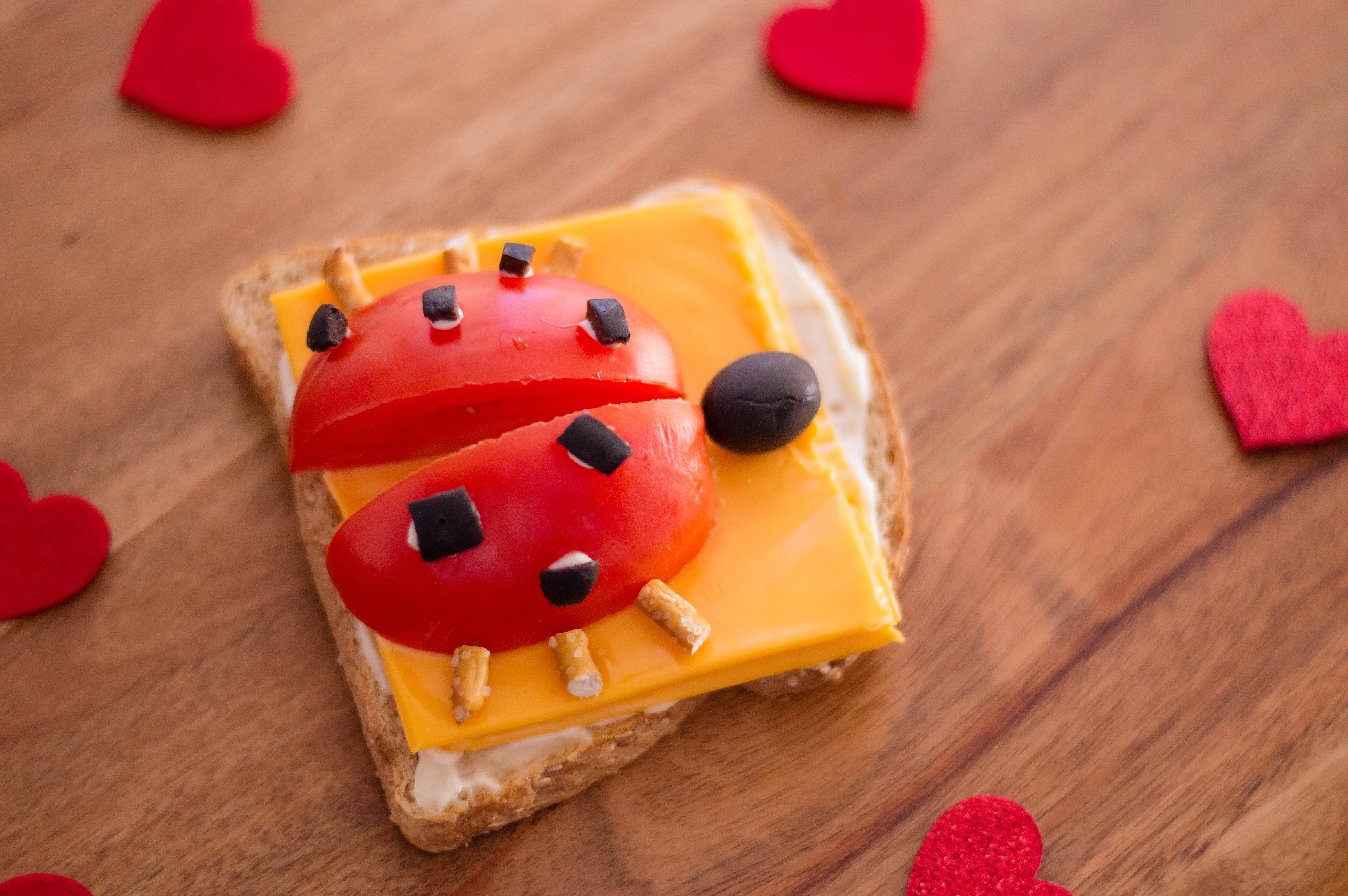 Easy and Fun Ladybug Open-Faced Sandwich Lunch Recipe